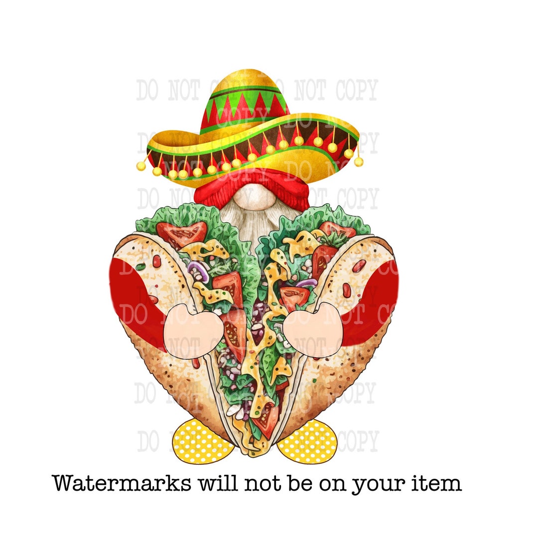 Taco Png, Digital Download, Taco Gnome, Sublimation Designs Download ...