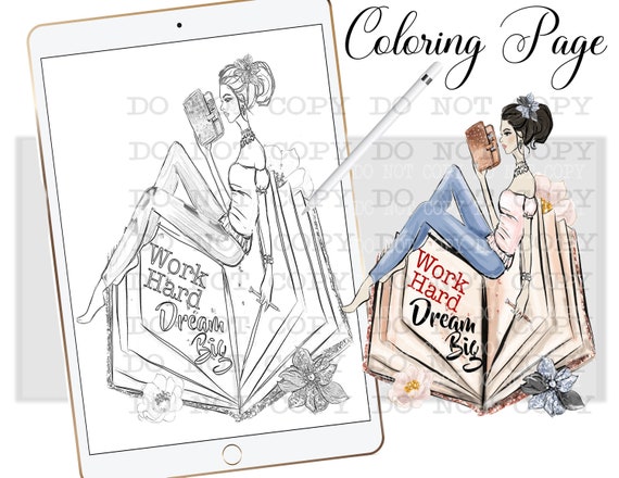 Planner Girl Printable Coloring Page Planner Girl Coloring | Etsy