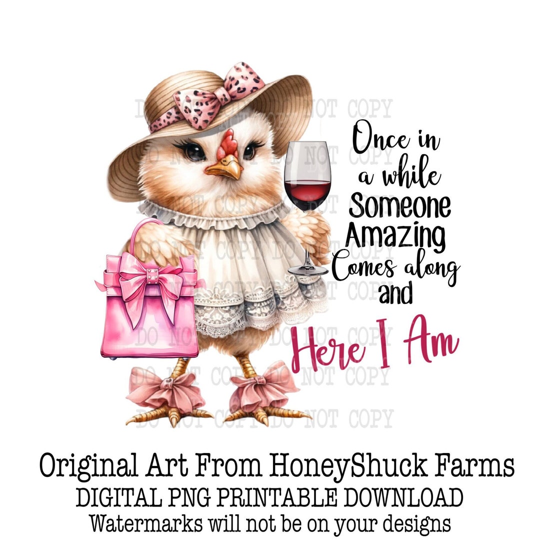 Funny Chicken PNG: Girly Clipart, Sublimation Design (digital Download ...