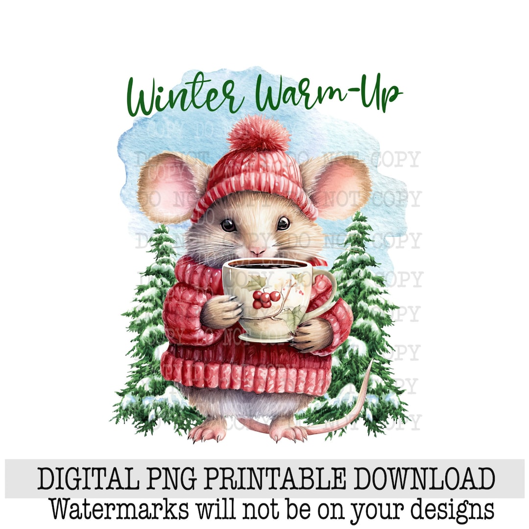 Winter Mouse Png, Winter Clipart, Digital Download, Cute Mouse Clipart ...