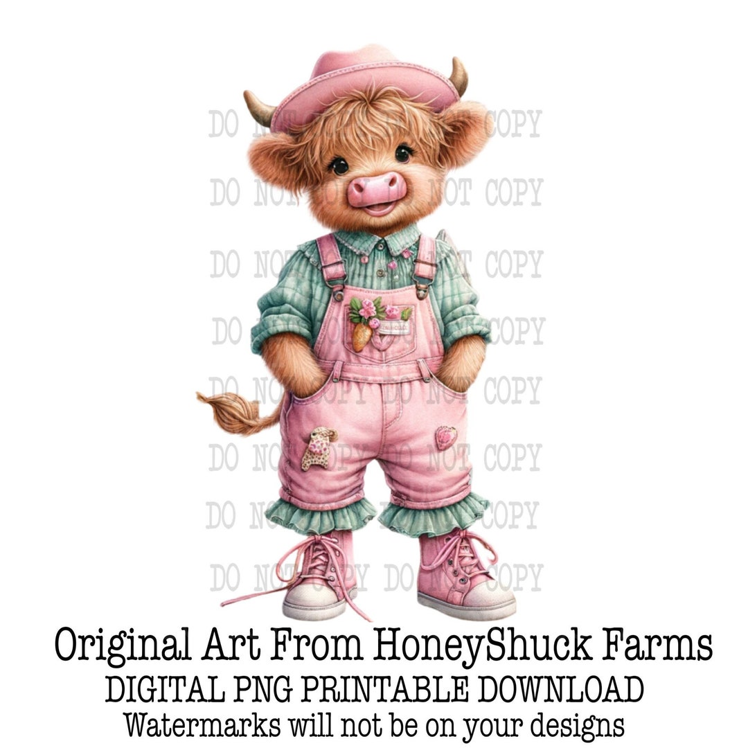 Highland Cow PNG, Highland Cow Girl, Digital Download, Highland Cow ...