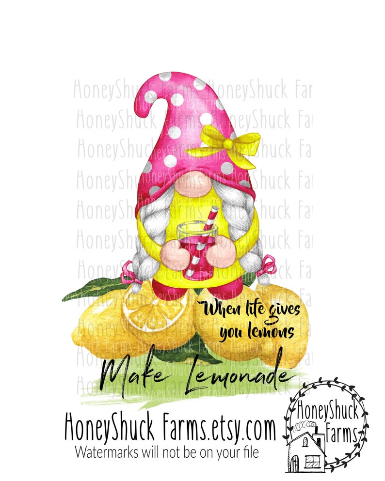 Lemonade Gnome Design Lemon Gnome Digital Download Lemon - Etsy