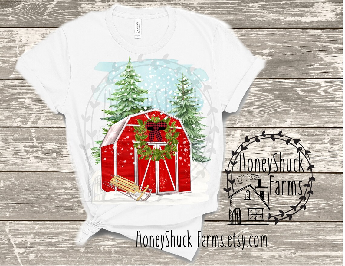 Red Barn Sublimation Design Country Christmas Farmhouse | Etsy
