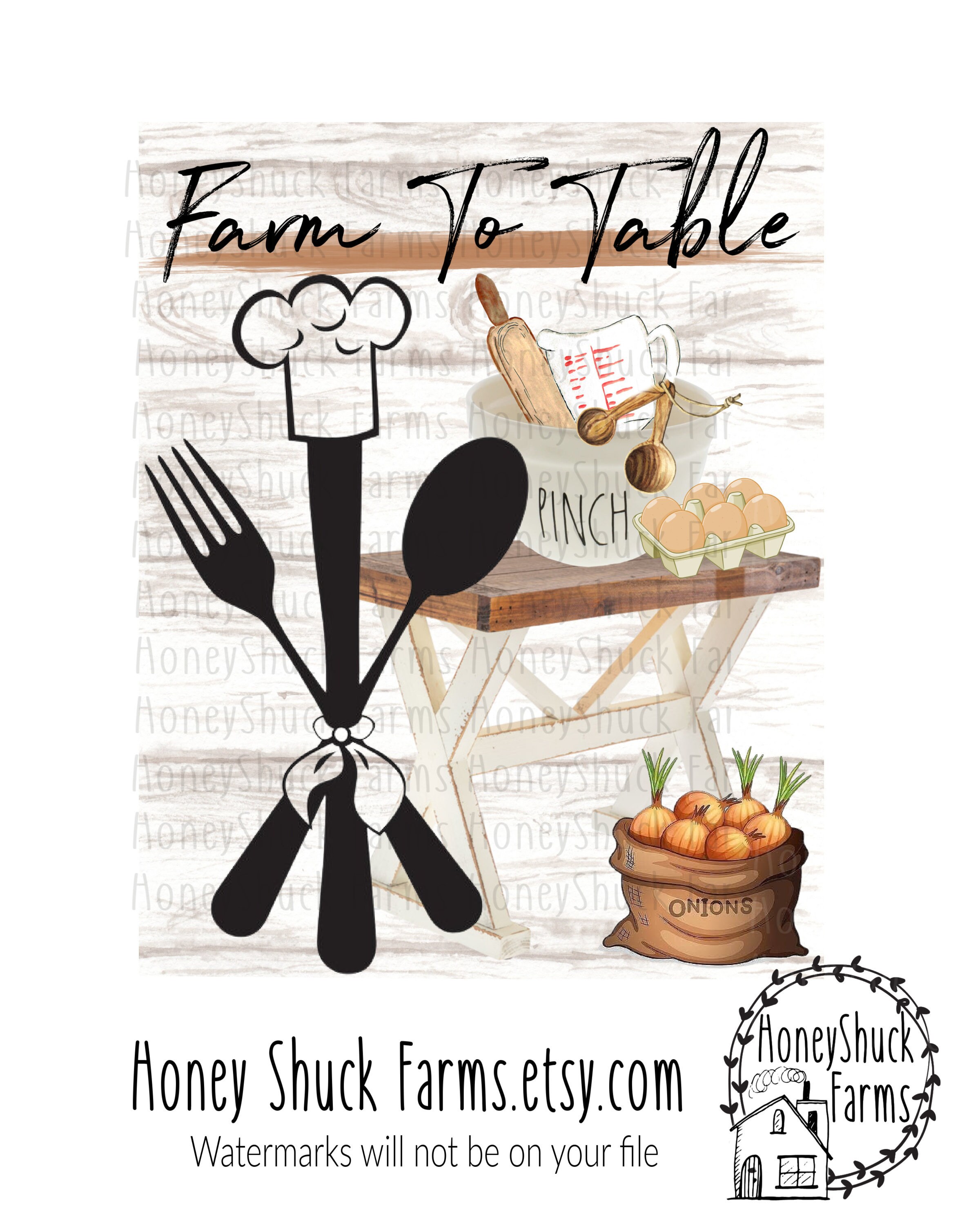Farm to Table Printable Sign Digital Design Download | Etsy