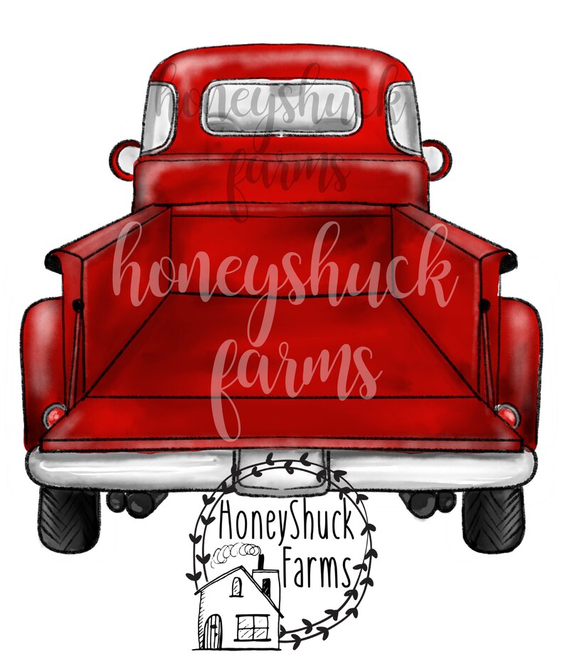 Red Truck Clipart Digital Truck Vintage Truck Farm Truck | Etsy