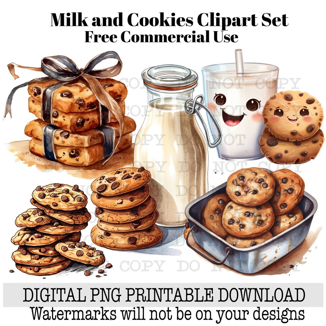 Milk and Cookies Clipart, Bundle Clipart, Digital Download, Sublimation ...