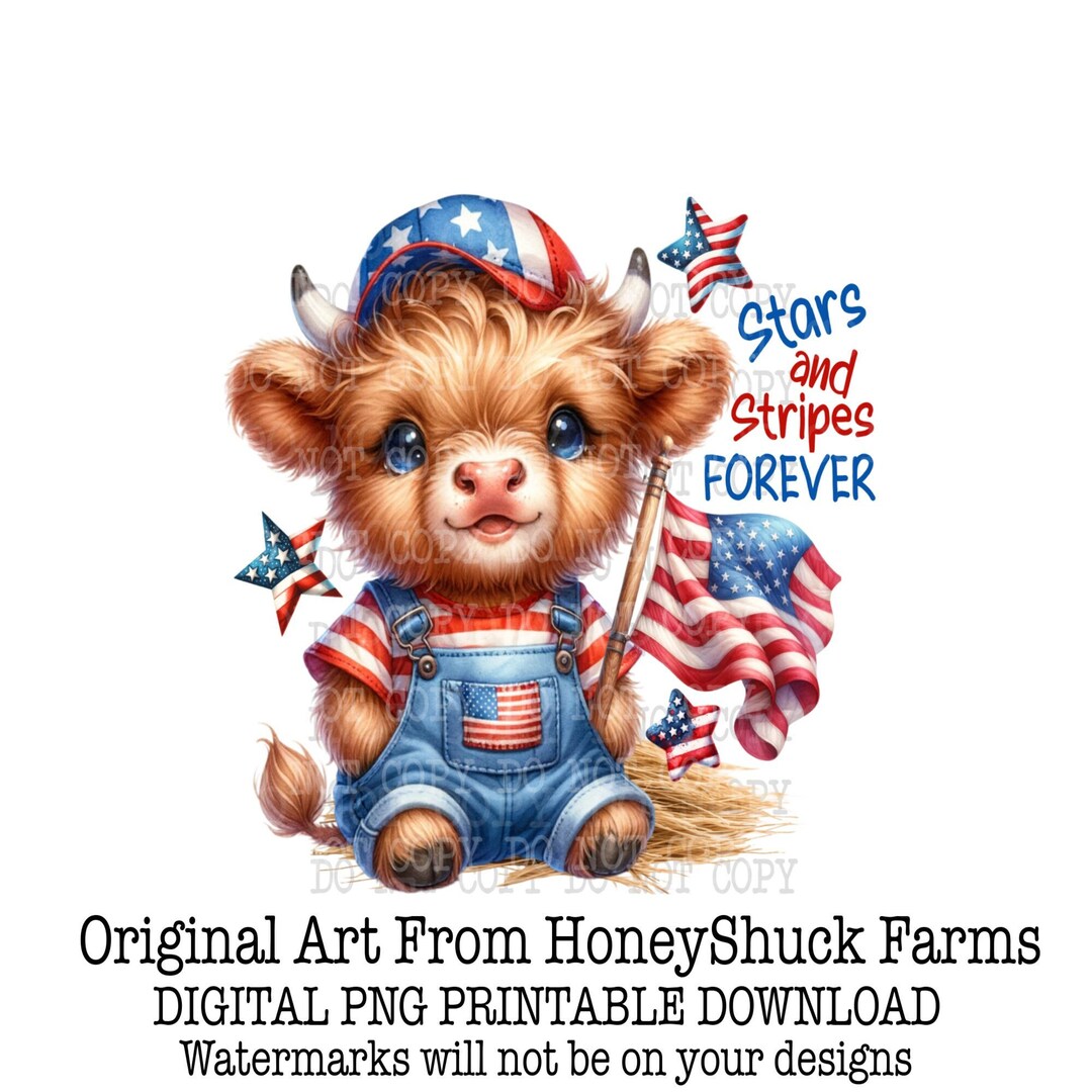 July 4th, Cow Png, Patriotic Cow, Png, Digital Download, July 4th Png ...