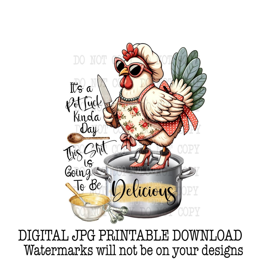 Funny Chicken Png, Cooking Clipart, Potluck, Cute Chicken Character ...