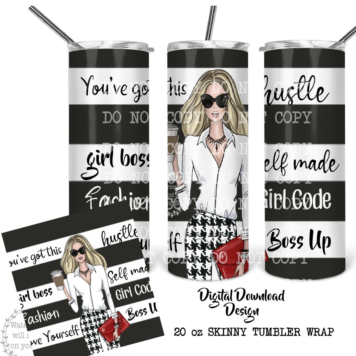 Girl Boss Tumbler Wrap Fashion Girl Tumbler Png Digital - Etsy
