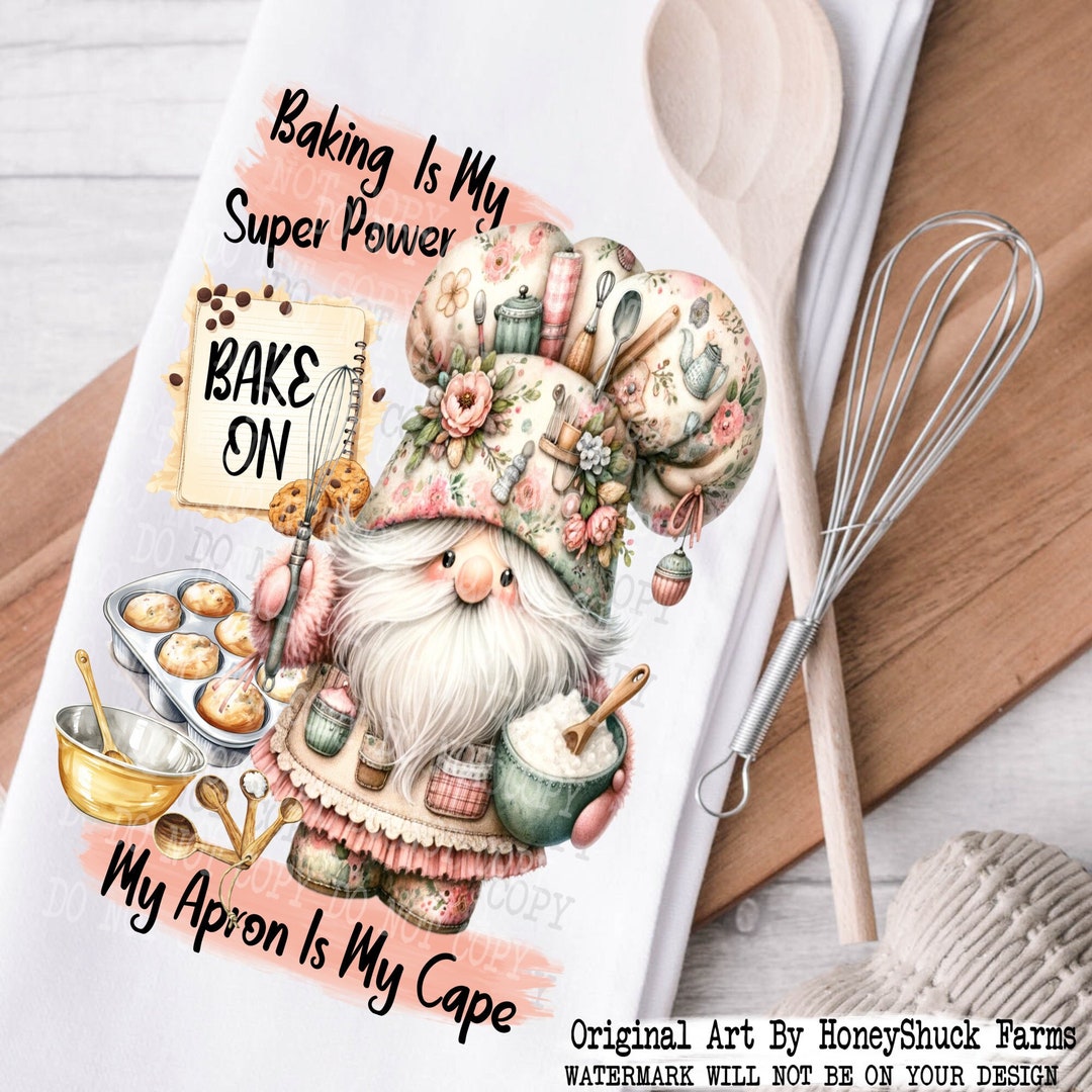 Towel Png, Baking Towel Design, Gnome Baker, Tea Towel Png, Digital ...