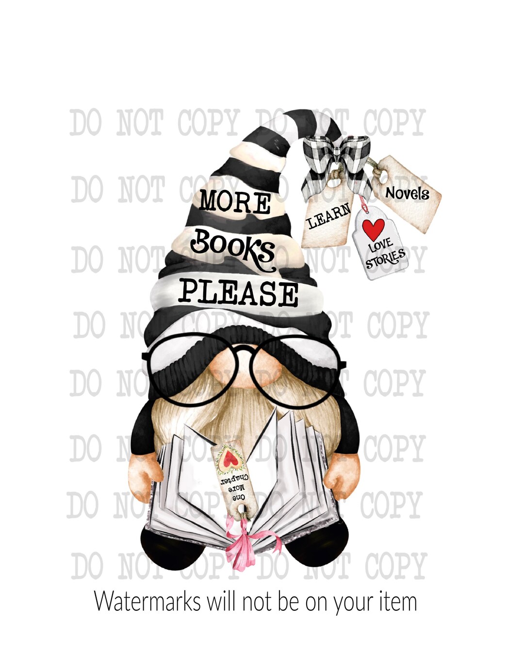 Book Lovers Gnome, Digital Design Download, Book Lovers Gnome, Gnome ...