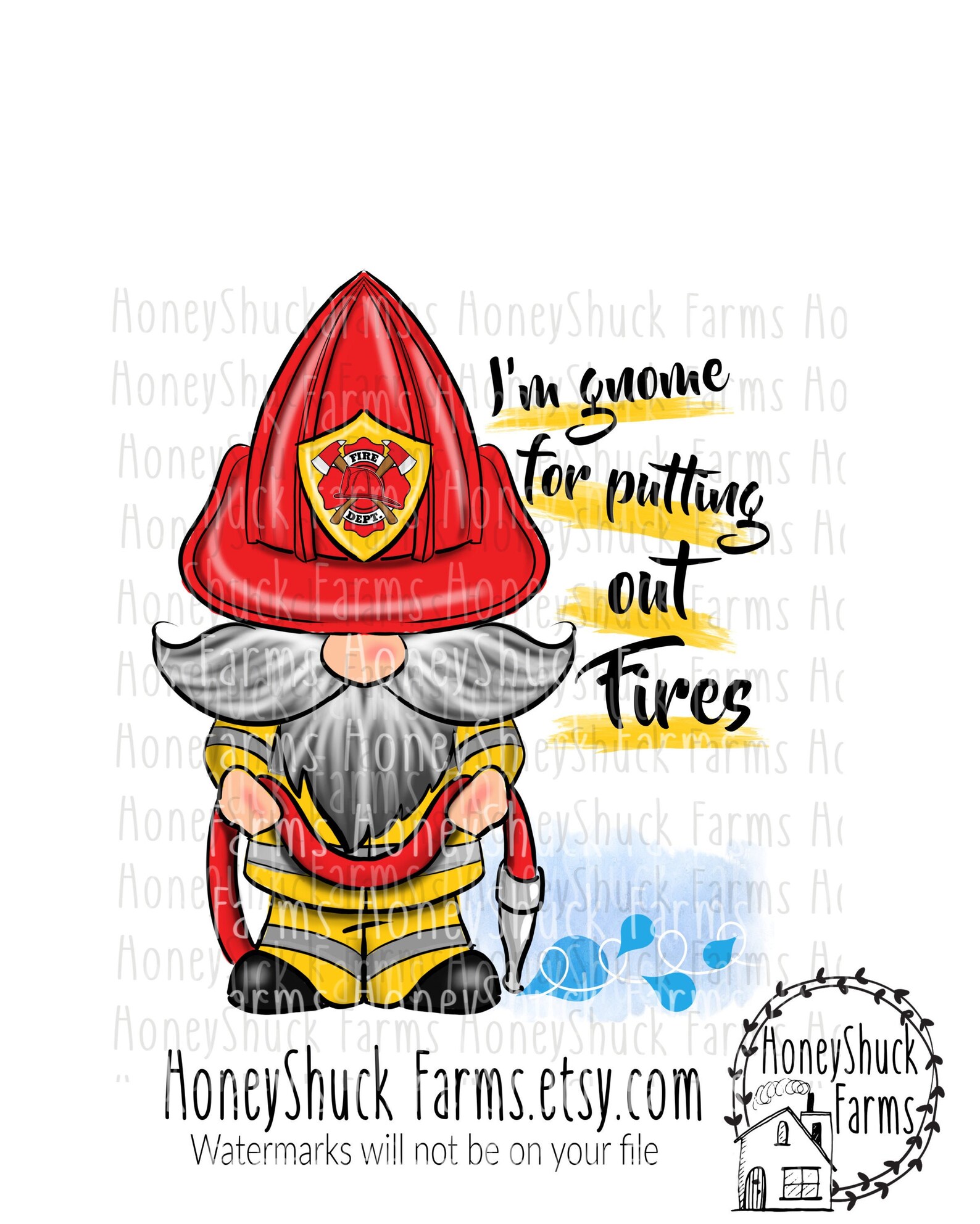 Firefighter Gnome Clipart Png Fireman Gnome Digital Designs | Etsy