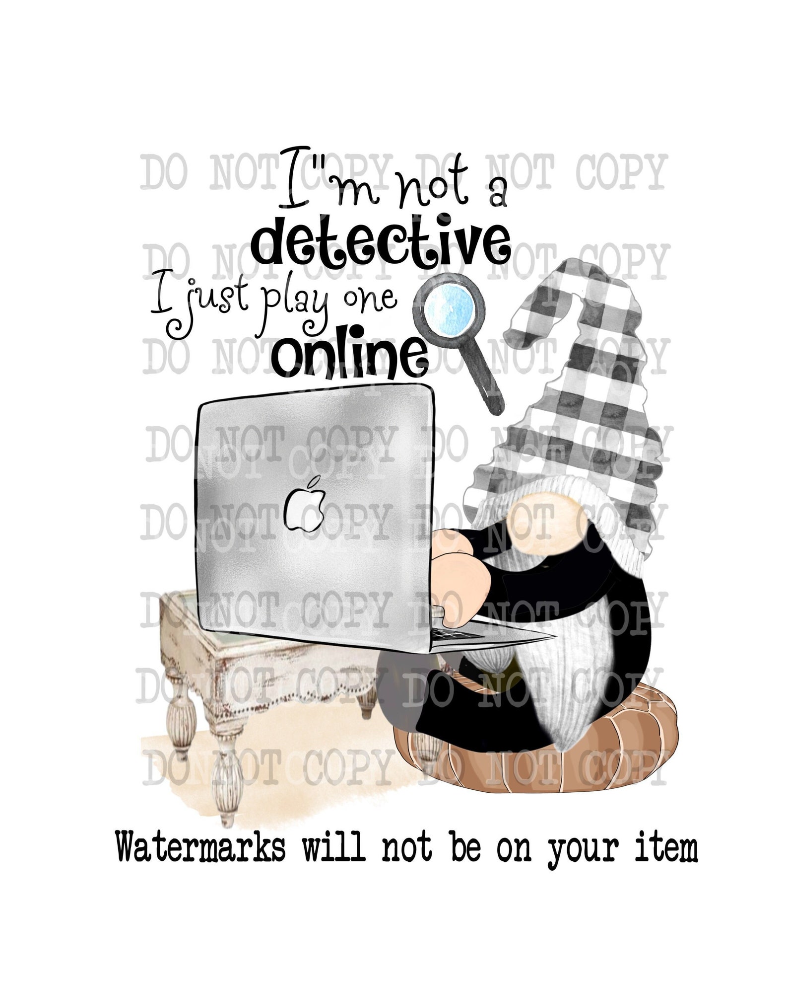 Detective Gnome Computer Gnome PNG Detective Clipart - Etsy