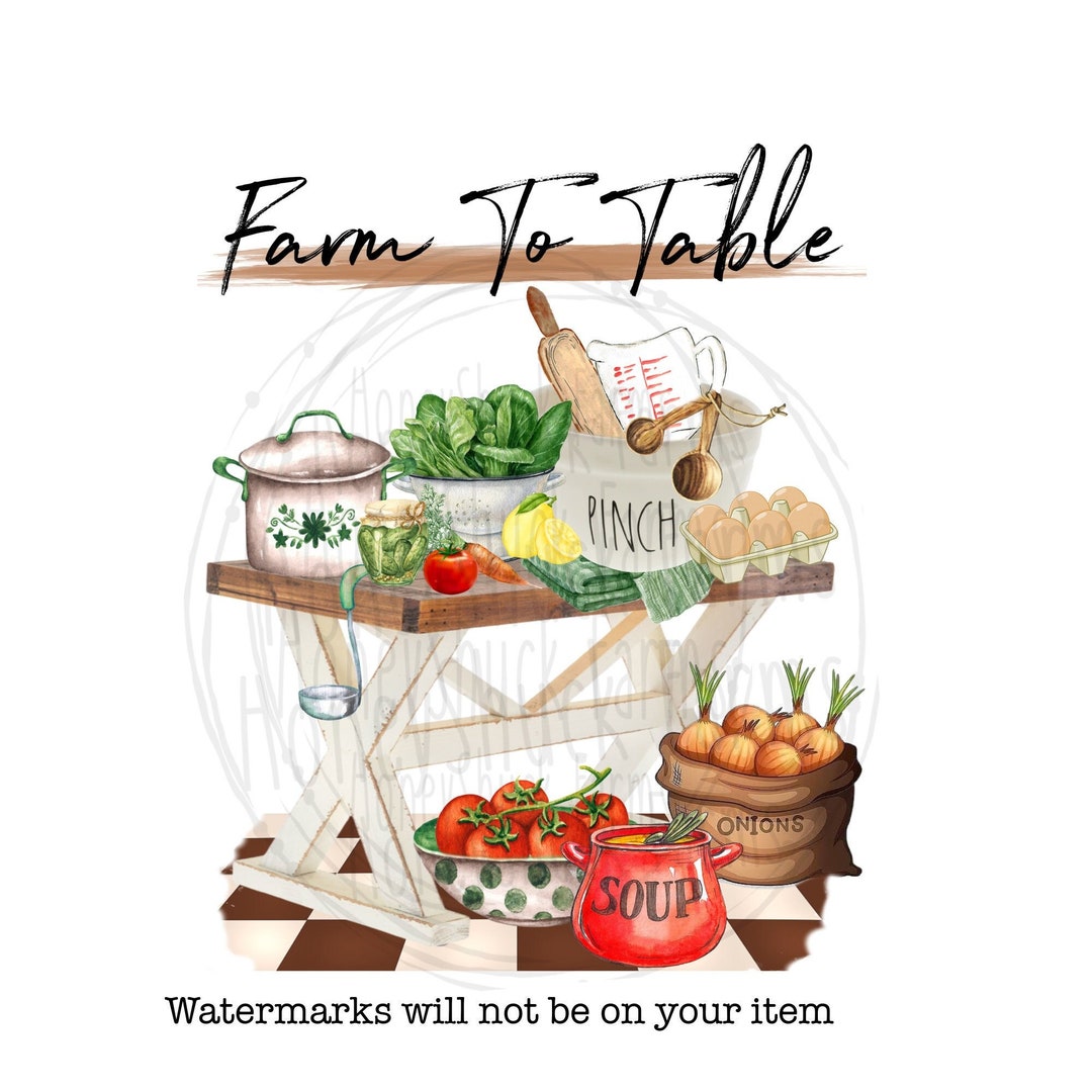Farm to Table Png Digital Download, Farmhouse Clipart, Sublimation ...