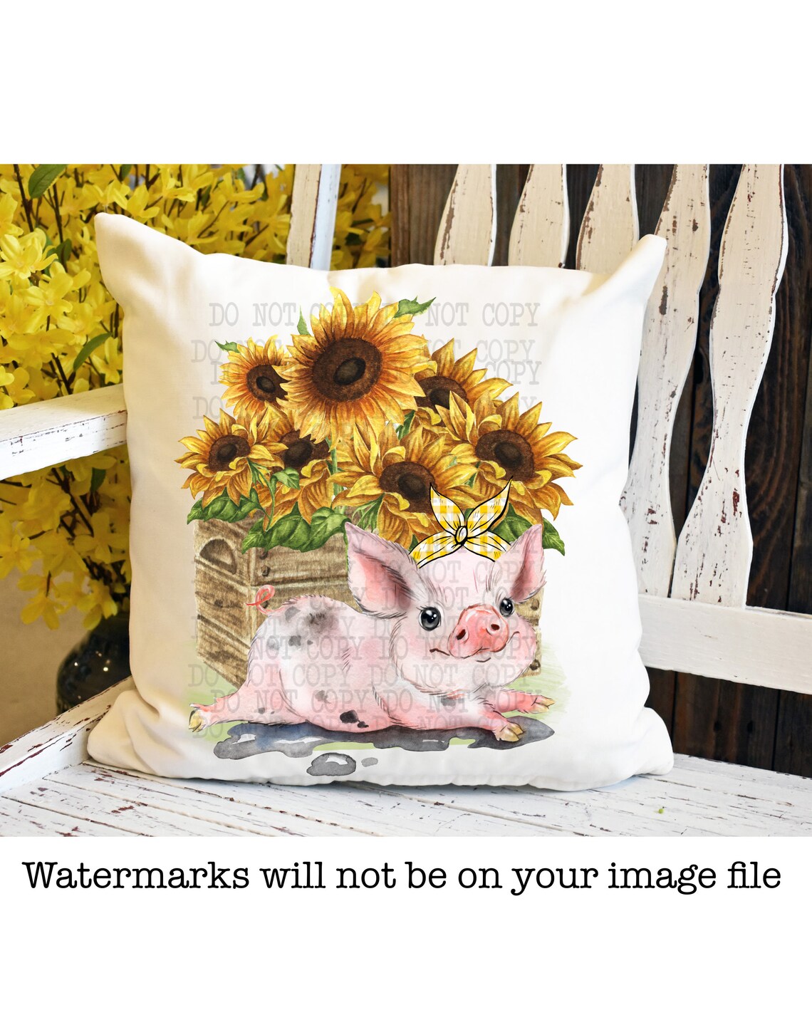 Pig Sunflowers PNG, Digital Download, Cute Pig Clipart, Digital Designs ...