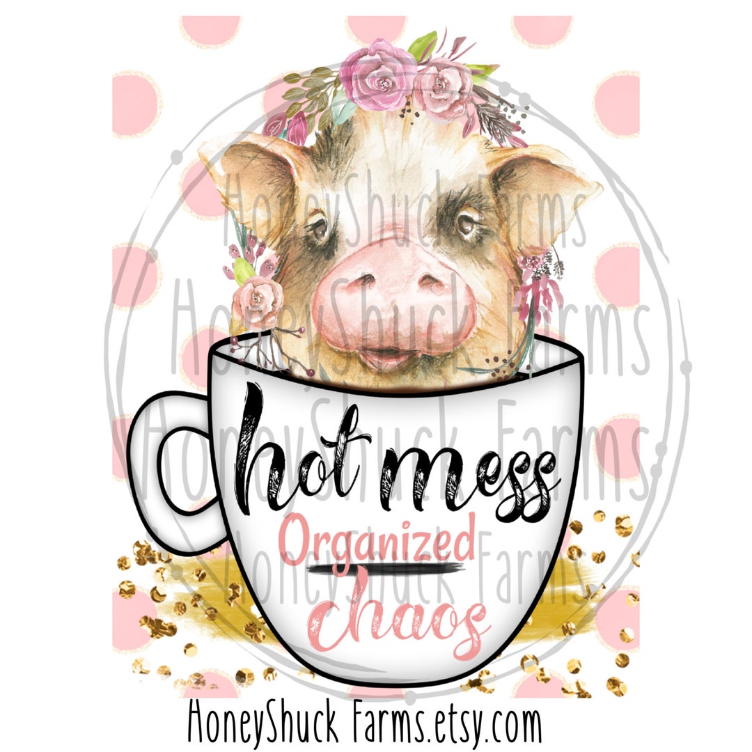 Hot Mess Pig Sublimation Design Organized Chaos Hot Mess - Etsy