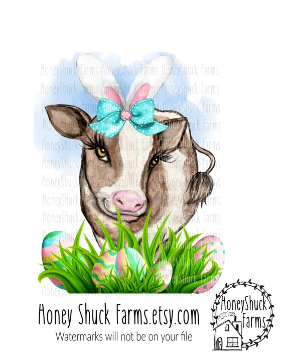 Easter Cow Digital Download Easter Sublimation Design | Etsy