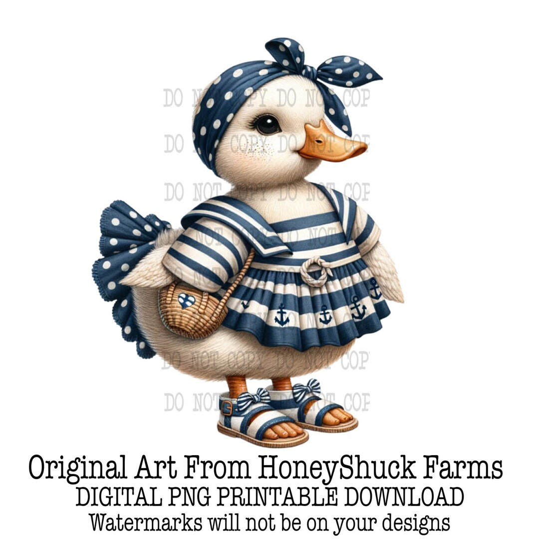 Nautical Duck Clipart, Cute Duck Png, Digital Download, Cute Girly ...