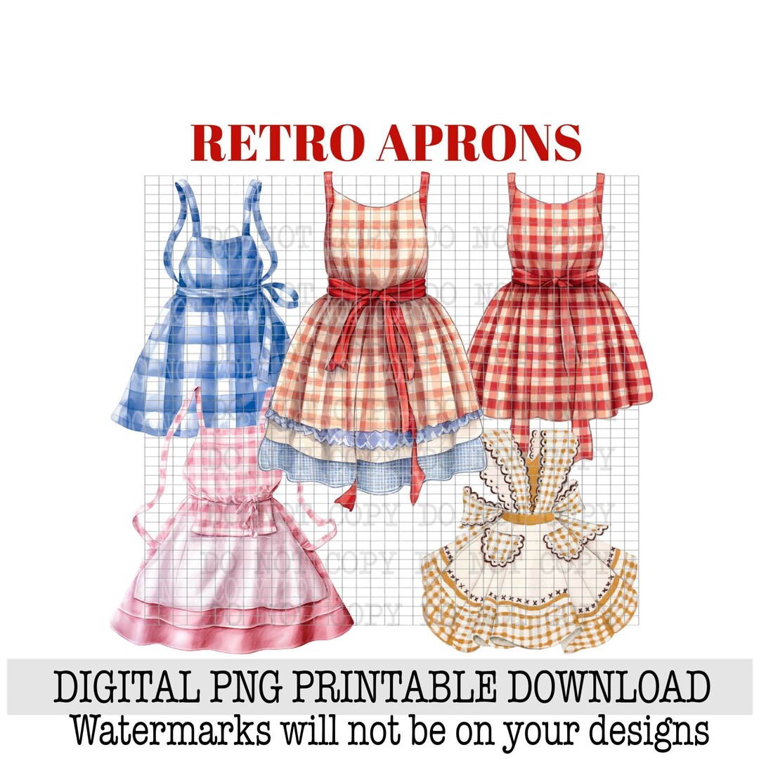Vintage Apron Clipart Png, Cooking Bundle Clipart, Retro Apron Png ...
