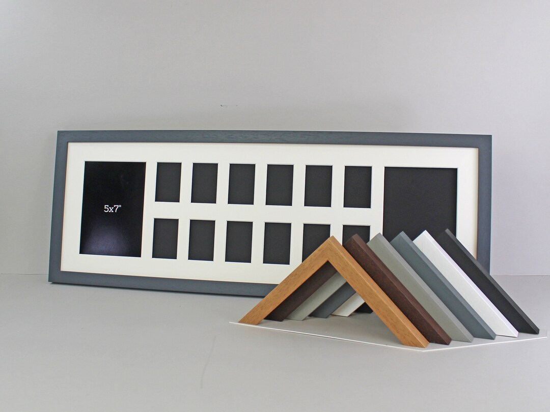 Wooden Multi Aperture Photo Frame. Holds Two 5x7" and Twelve 2x3" Sized ...