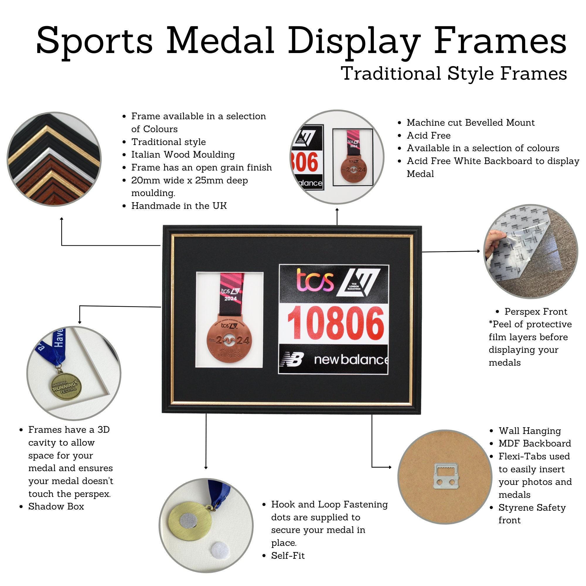 Marathon Medal Display Frame. Designed to Showcase a Running Medal and ...