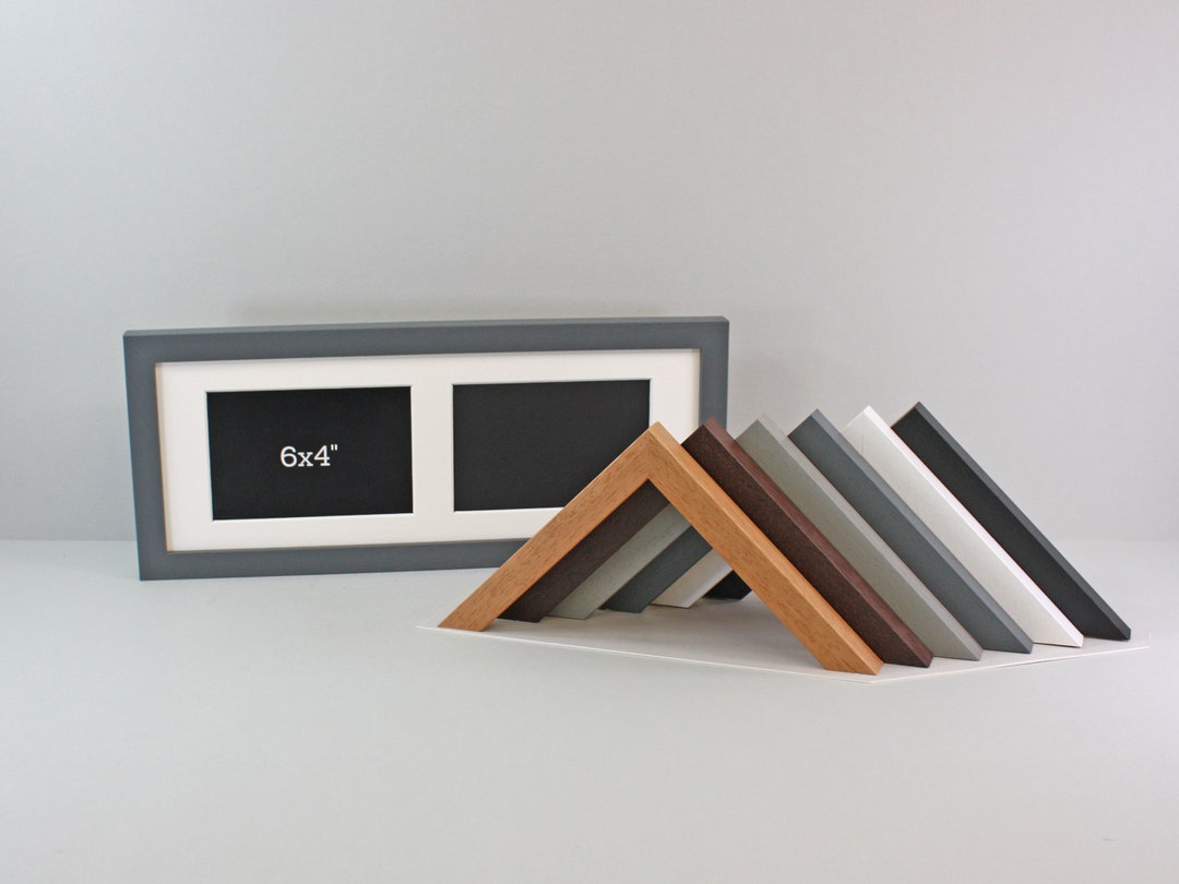 Multi Aperture Photo Frame. Holds Two 6x4" Photos. 15x40cm. Portrait or ...