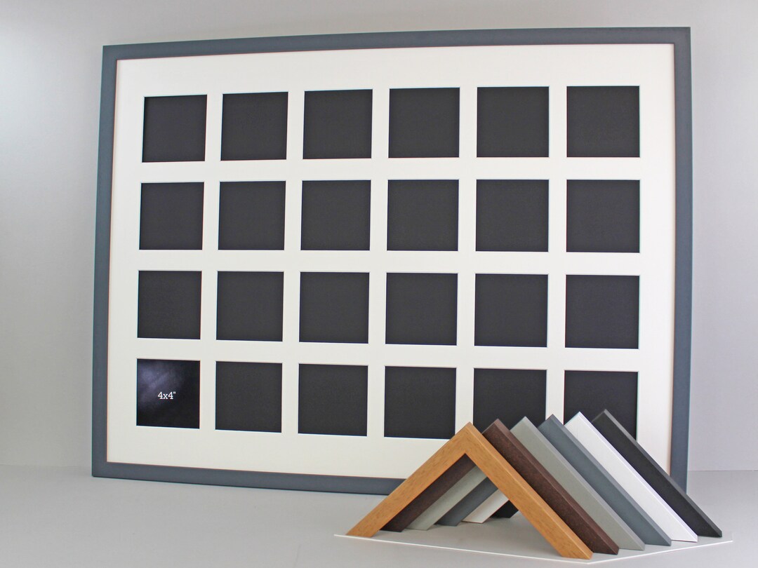 Suits Twenty-four 4x4" Photos. 60x80cm. Wooden Multi Aperture Picture ...