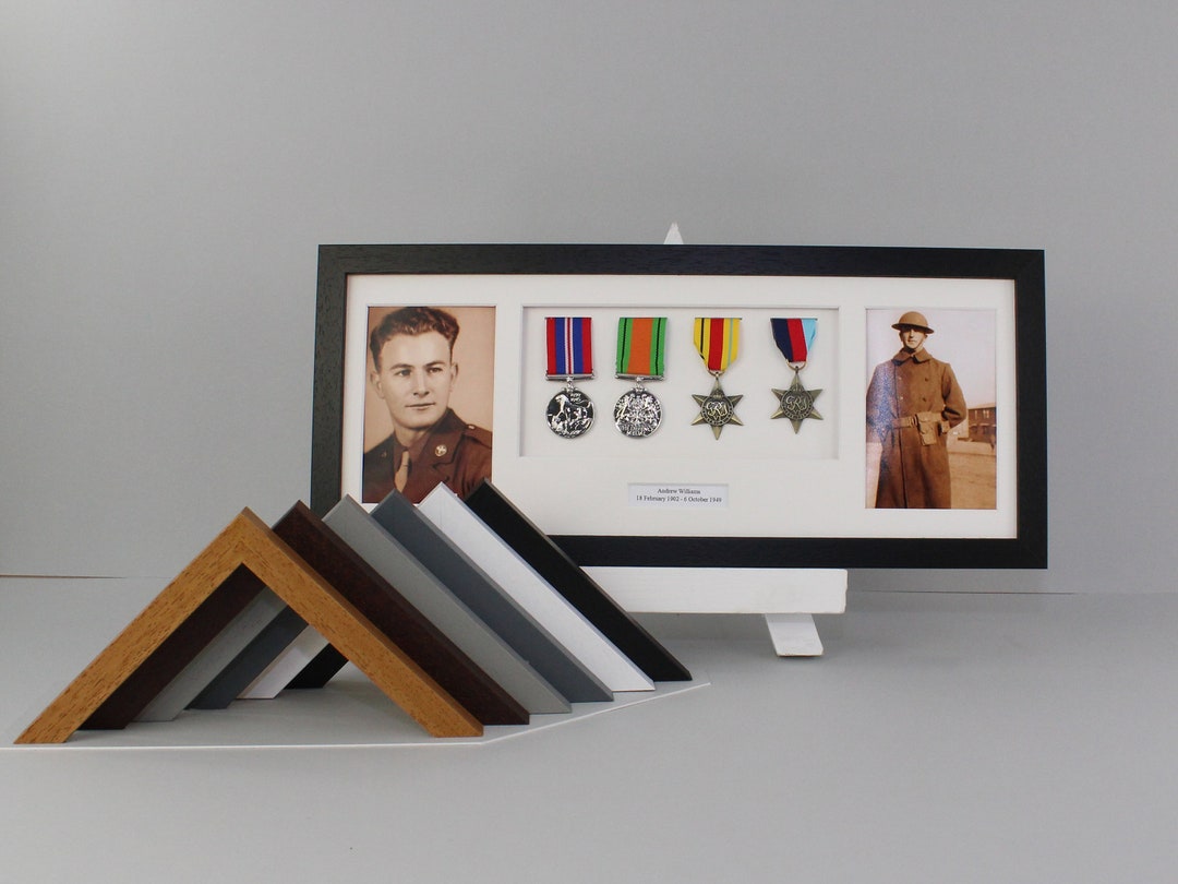 Personalised Military Medal Display Frame for Four Medals and Two 6x4 ...
