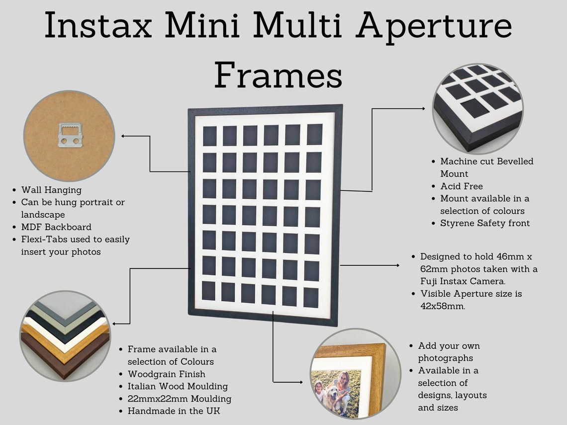 Instax Mini Multi Aperture Wooden Photo Frame. Holds Ten - Etsy UK