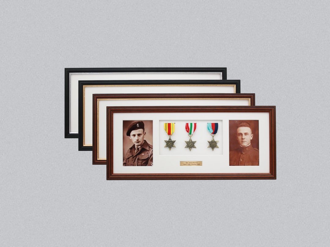 Personalised Military Medal Display Frame for for Three Medals & Two ...
