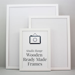 White Ready Made Frames - Studio Range. Standard Size Wooden Frames | Optional Bevelled Mount ...