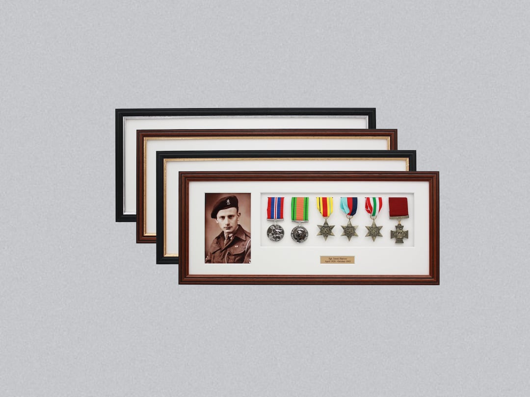 Personalised Military Medal Display Frame for Six Medals and a 6x4 ...