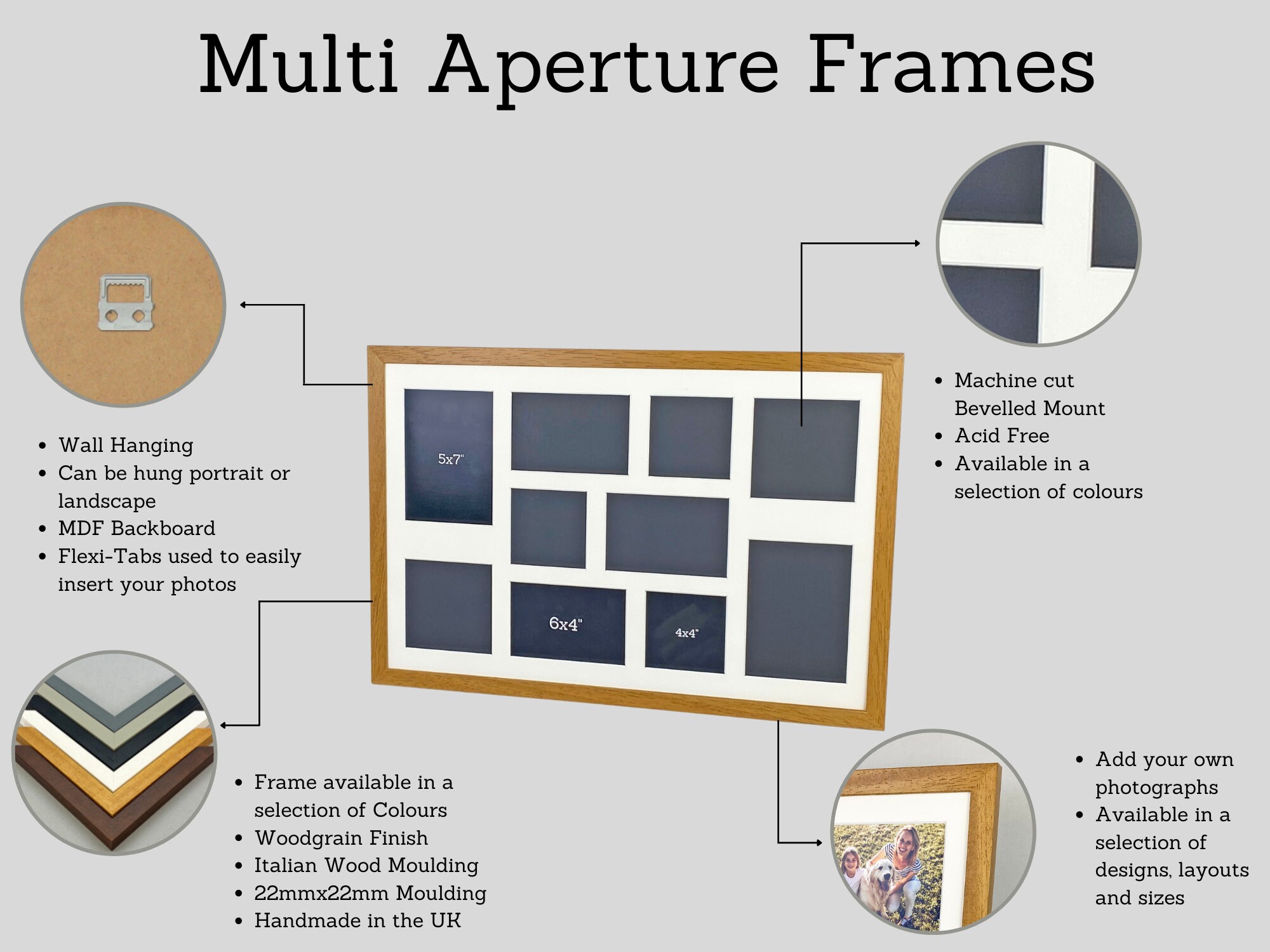 Multi Aperture Photo Frame. Holds Six 5x7 Photos. - Etsy UK