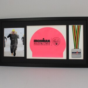 Medal Display Frame With Apertures for Swim Cap and Photo. 30x60cm ...