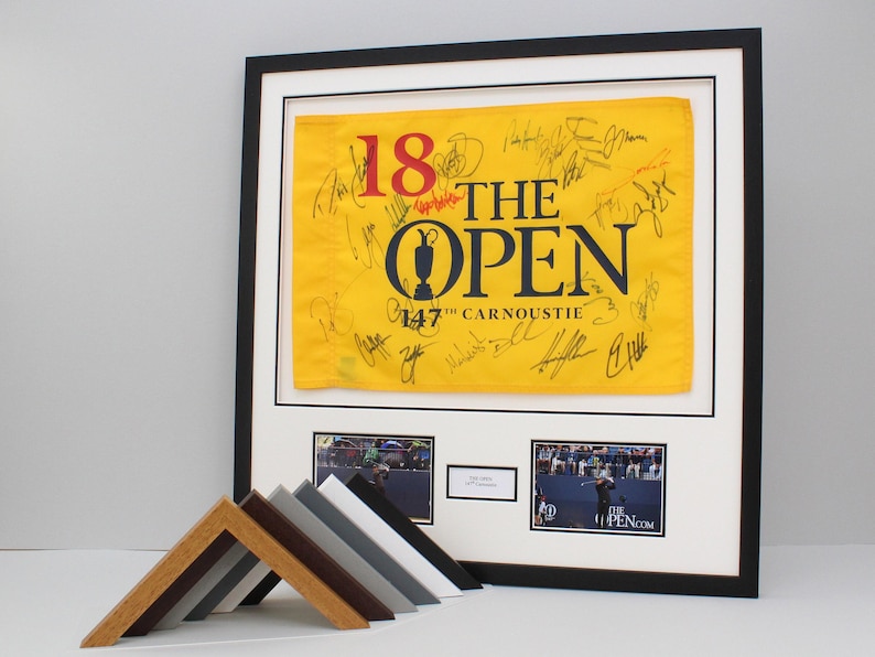 Personalised Golf Flag Display Frame, With Text Box and Two Photographs ...