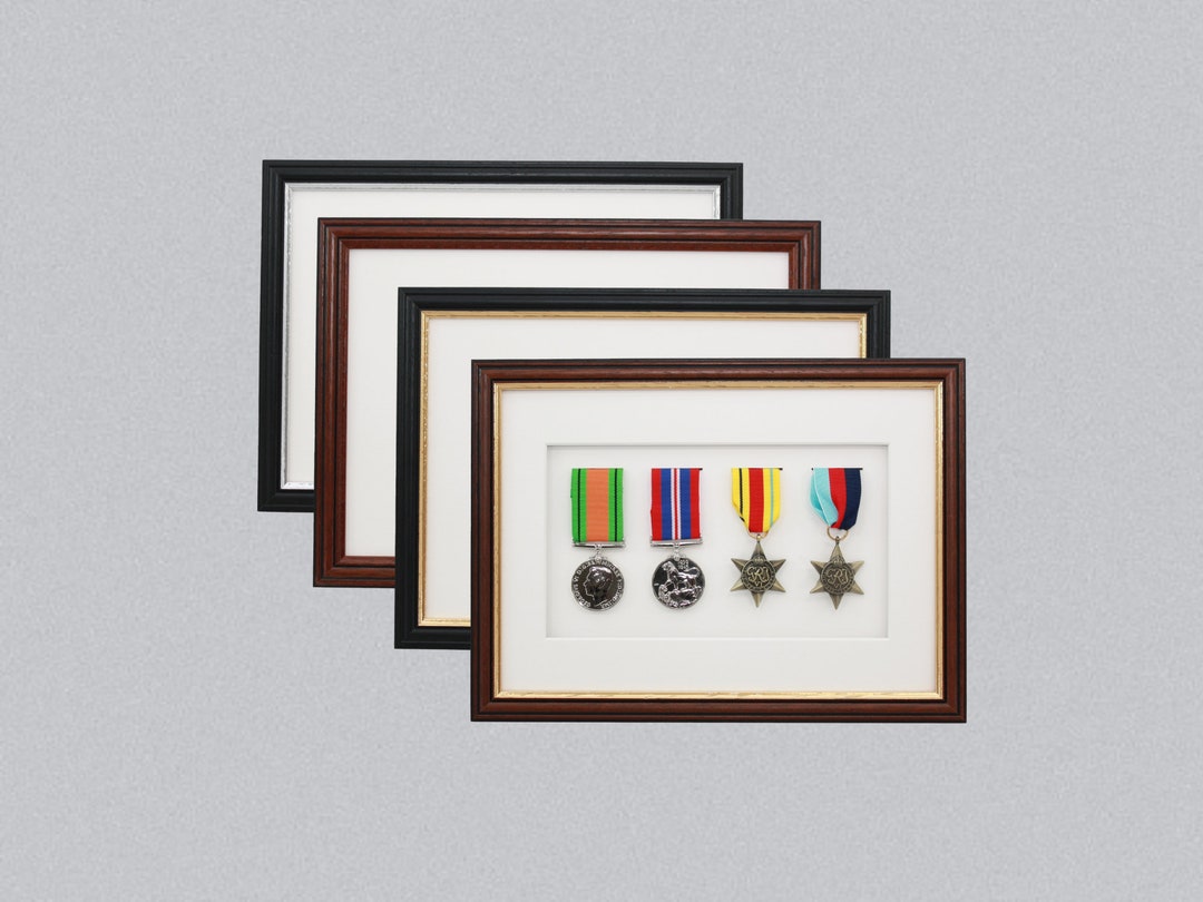 Military and Service Medal Display Frame for Four Medals. Traditional ...