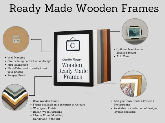 Black Ready Made Frames Studio Range. Standard Size Wooden Frames Optional Bevelled Mount Woodgrain Finish Wall Hanging Made in UK Etsy Canada