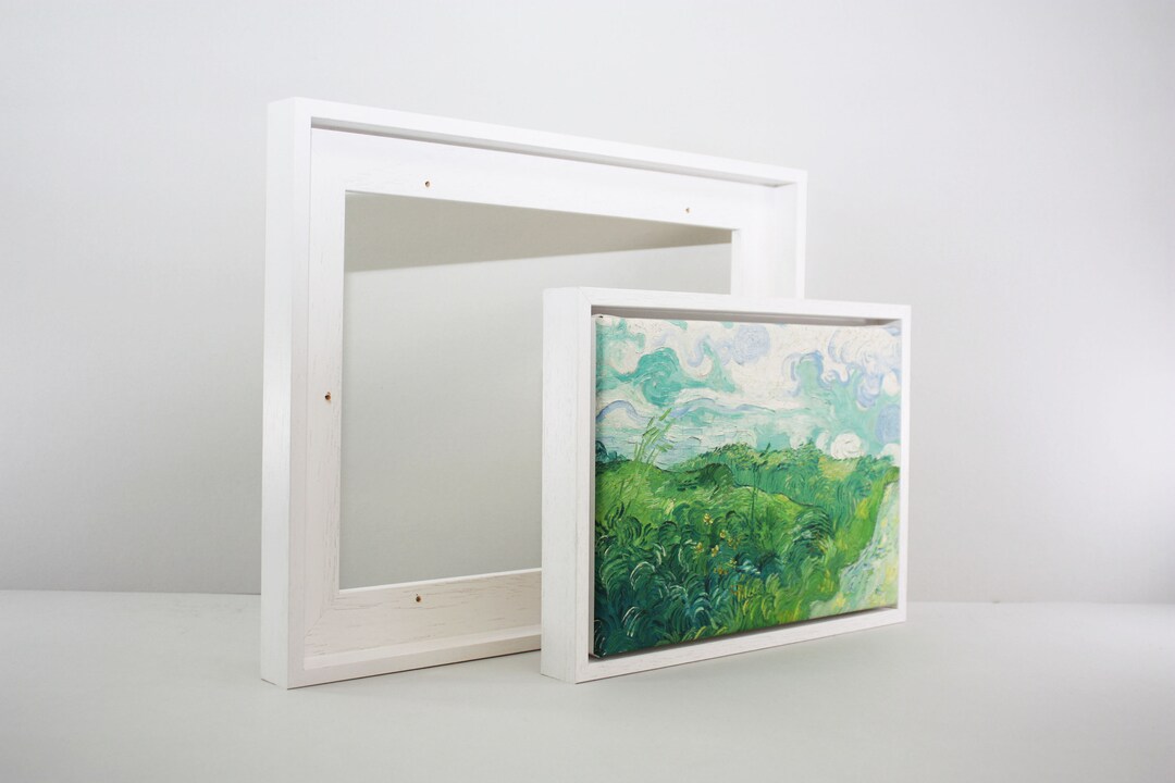 White 22mm Deep Wooden Tray Frame for Canvas. Standard Sizes. Floating ...