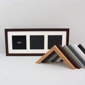 Multi Aperture Photo Frame. Holds Three 5x5" Photos. 20x50cm. Wooden ...