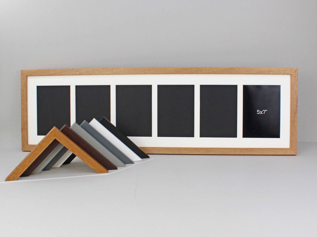 Suits Six 5x7" Sized Photos. 25x90cm. Wooden Multi Aperture / Collage ...