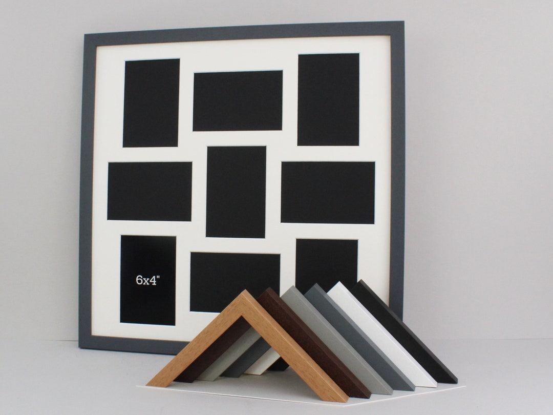 Multi Aperture Photo Frame. Holds Nine 6x4" Photos. 50x50cm. Wooden ...