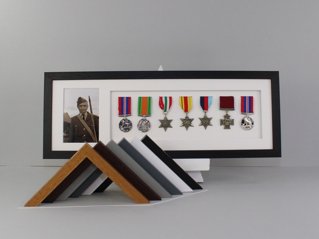 Military and Service Medal Display Frame for Seven Medals and a 6x4 ...