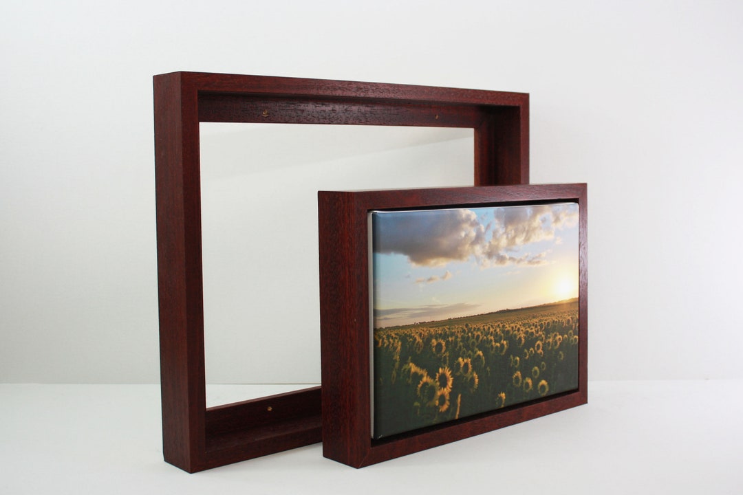 Mahogany - 40mm Deep Wooden Tray Frame. Floating Effect Frames for Deep ...