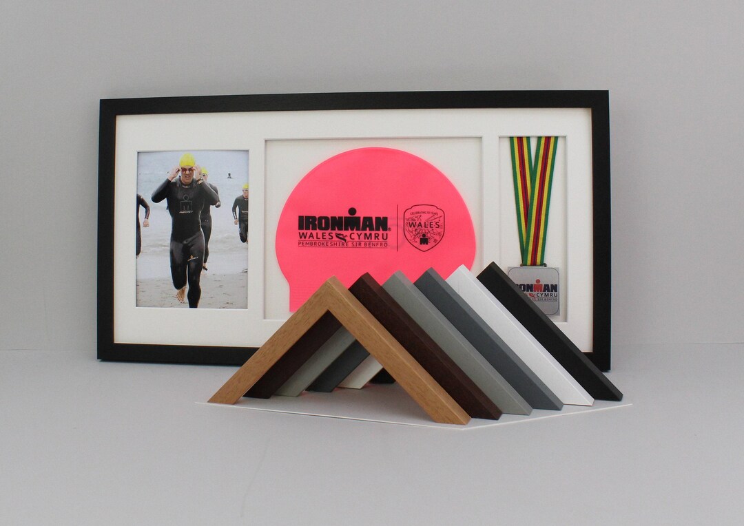 Medal Display Frame With Apertures for Swim Cap and Photo. 30x60cm ...