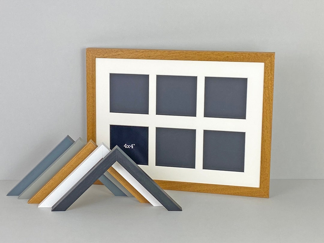Multi Aperture Photo Frame. Holds Six 4x4" Photos. 30x40cm. Wooden ...
