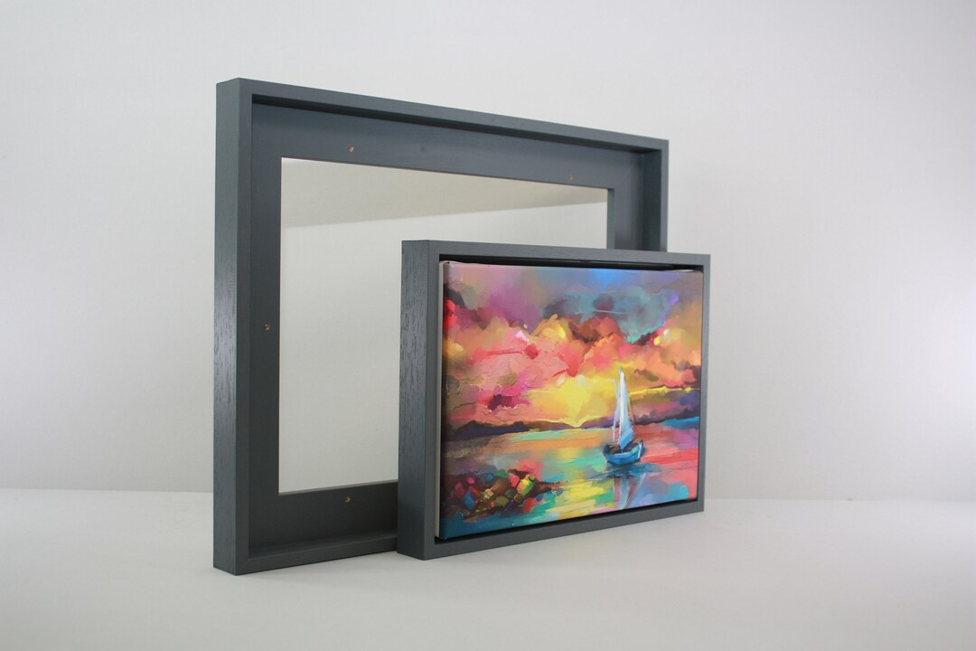 Dark Grey - 22mm Deep Wooden Tray Frame for Canvas. Standard Sizes ...