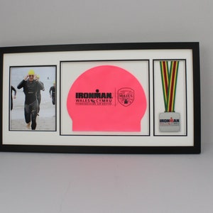 Medal Display Frame With Apertures for Swim Cap and Photo. 30x60cm ...