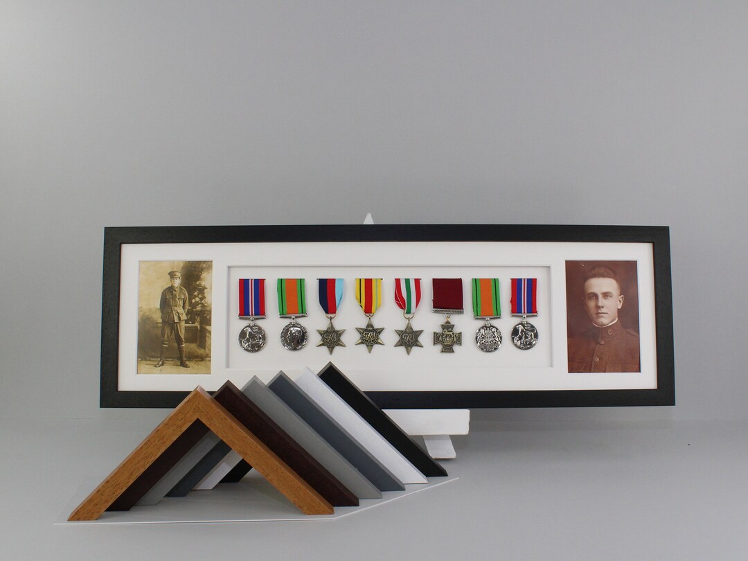 Military and Service Medal Display Frame for Eight Medals and Two 6x4 ...