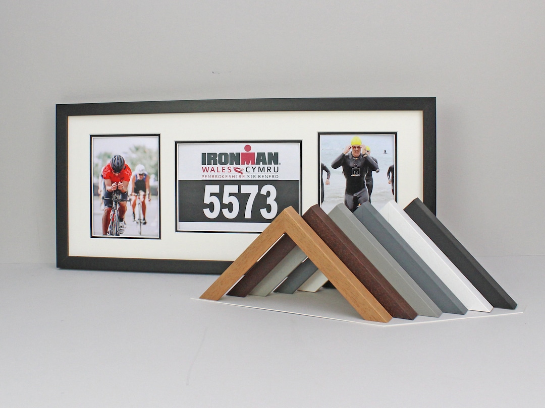 Triathlon Medal Display Frame With Apertures for Bib 21x15cm, Medal and ...