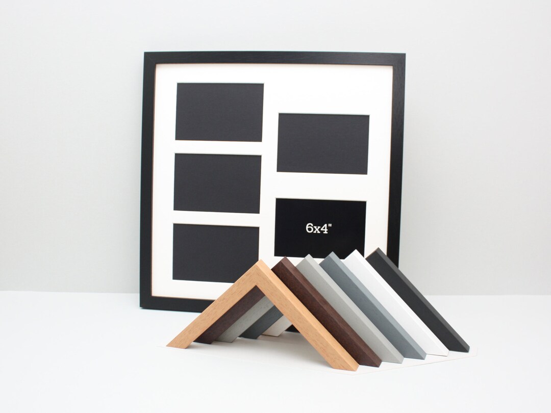 Multi Aperture Photo Frame. Holds Five 6x4" Photos. 40x40cm. Wooden ...